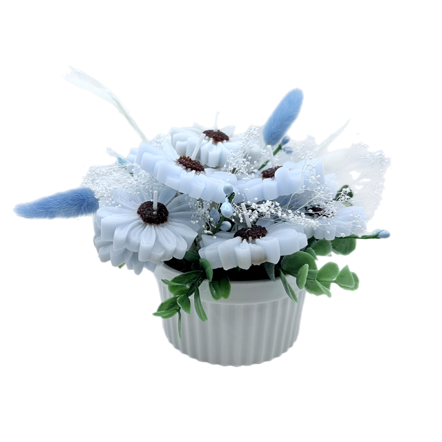 Baby Blue Daisy Candle Bouquet - Slippery Peaks Bath and Beauty